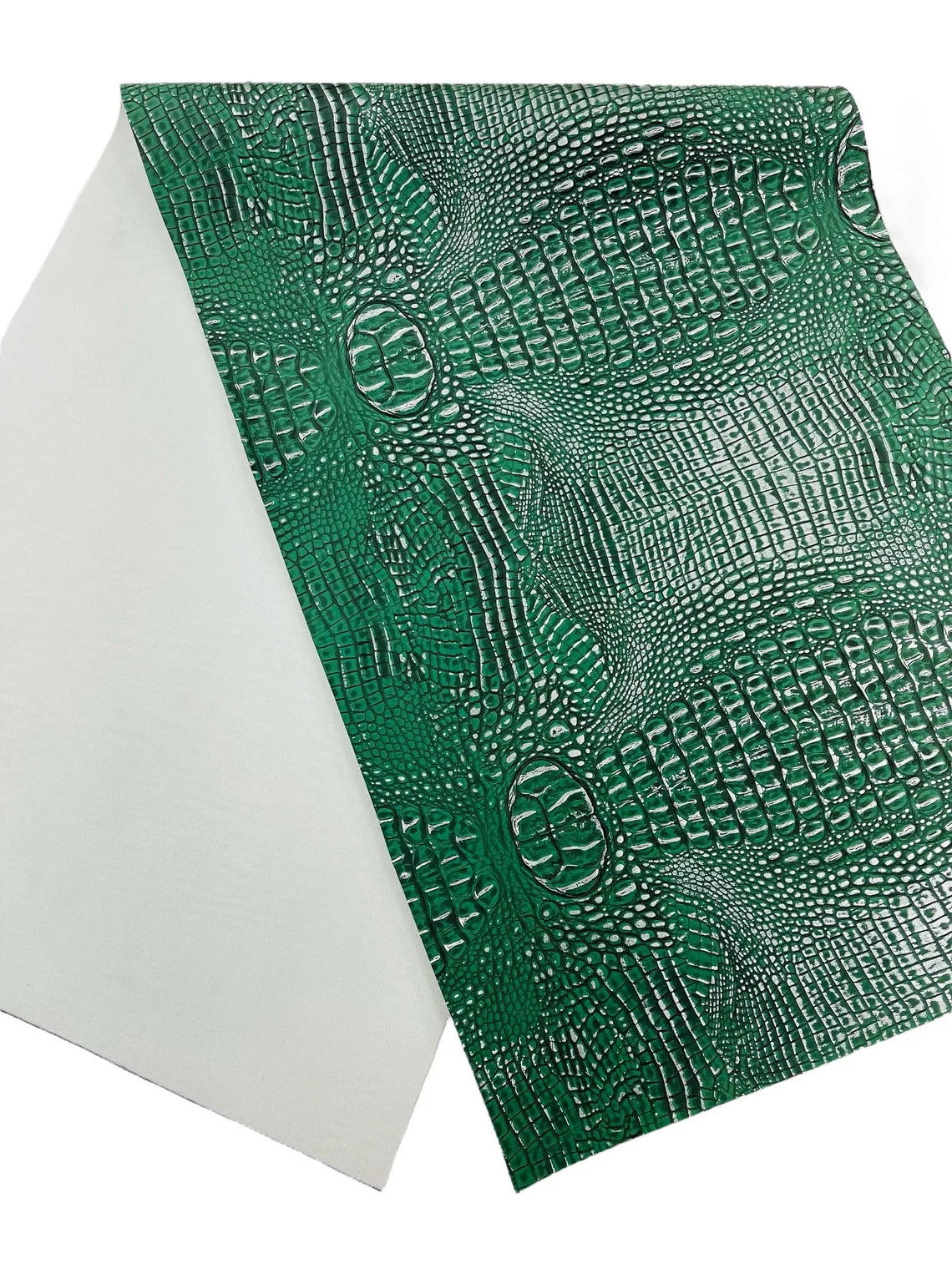 Faux Alligator Print Vinyl Fabric - Hunter Green - Faux Animal Print S