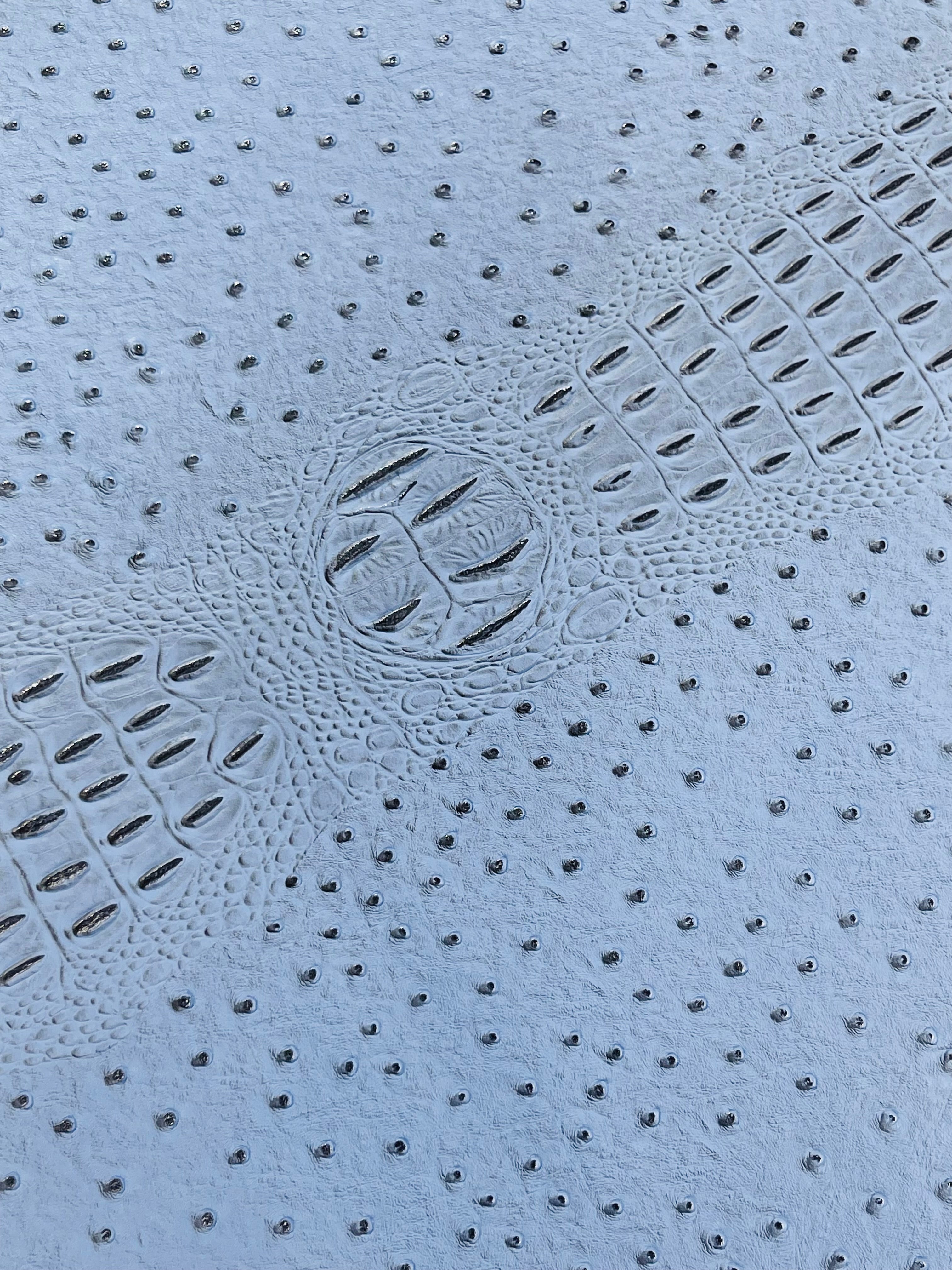 Coppen Blue Ostrich Gator Embossed Vinyl Fabric By Yard, Crocodile Ost