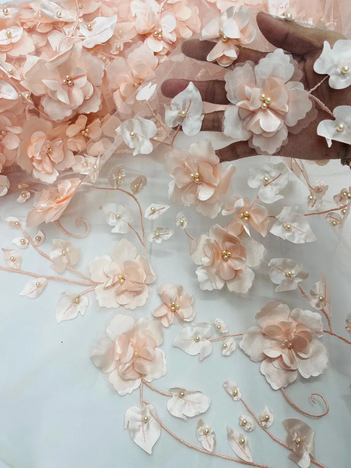 3D Orquidia Floral Lace - Blush - Beautiful Orchid Flower Fabric on Me