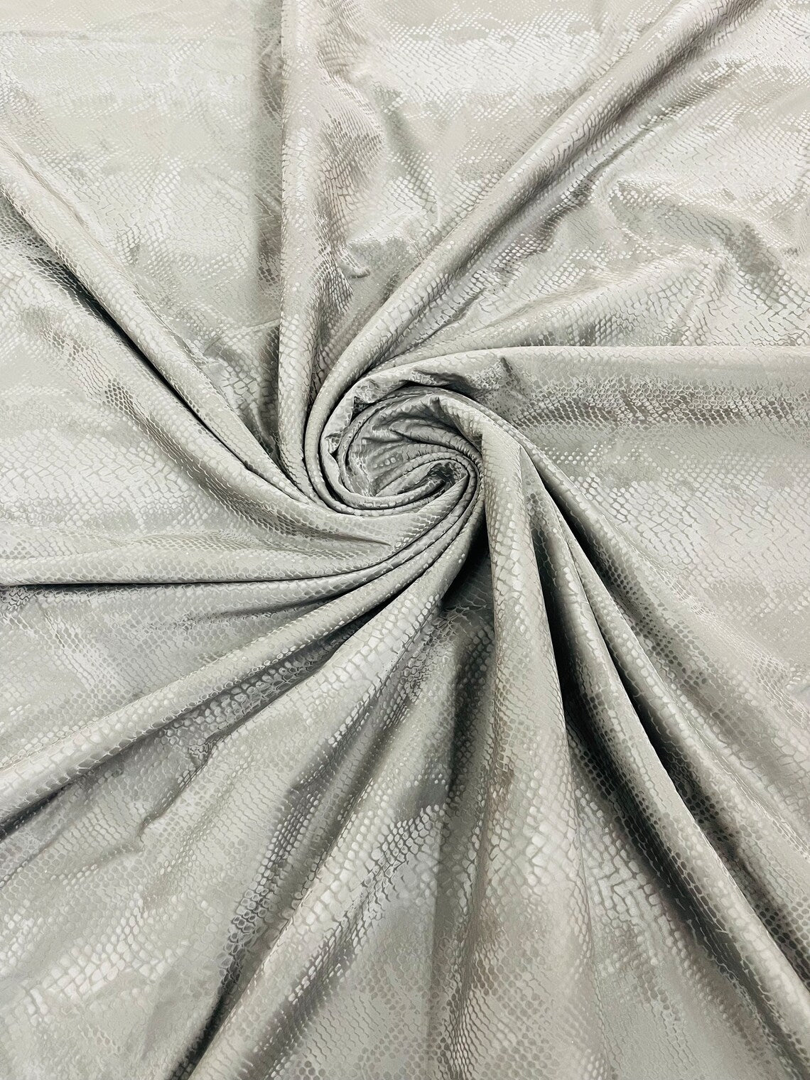 Matte Snake Skin Print Fabric - Charcoal - Snake Stretch Spandex Costu