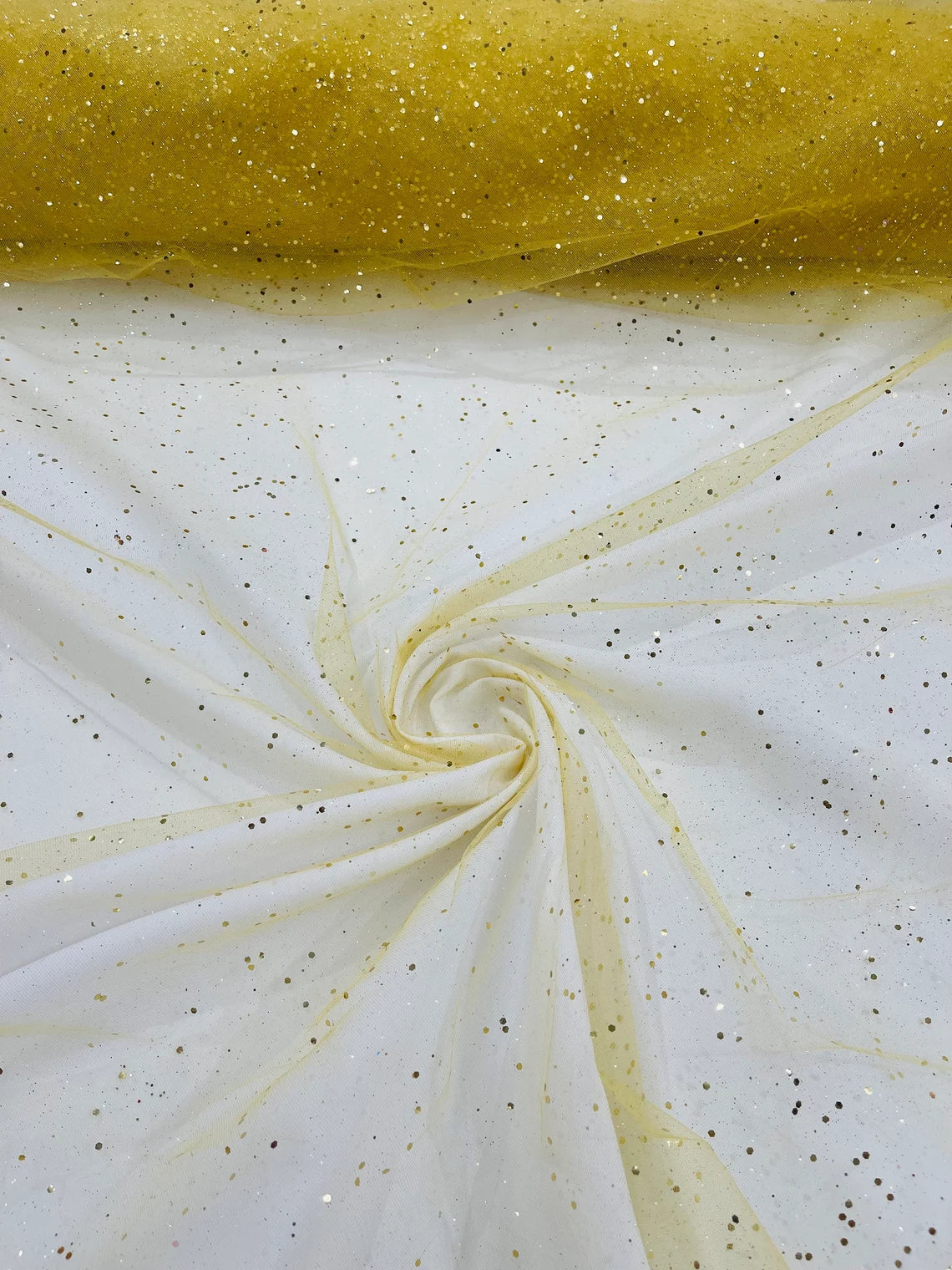 Sparkle Tulle Glitter Fabric - Gold - Tulle Fabric with Sparkle Glitte