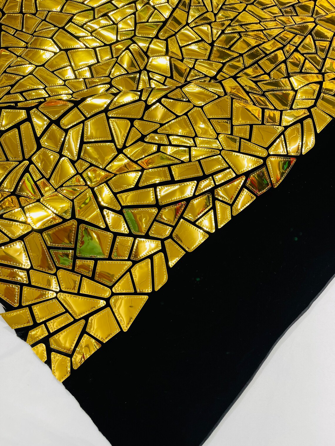 Mirror Sequins Velvet - Gold - Shiny Mirror Cut Sequins on Velvet By Y