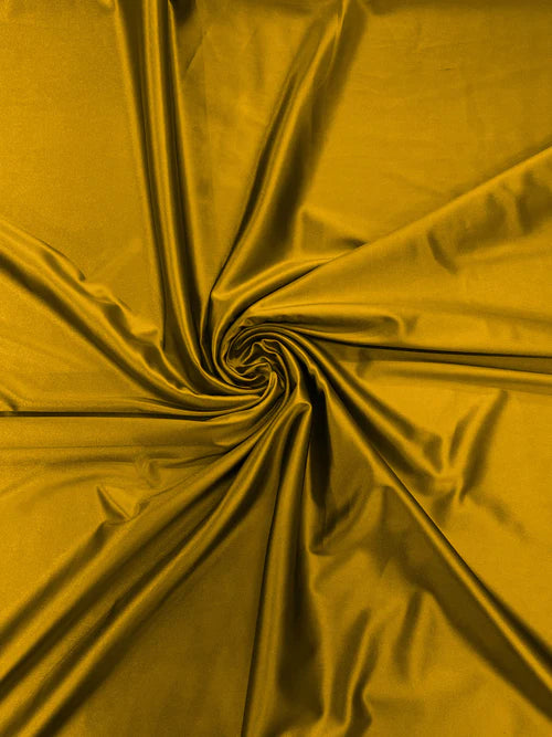 60" Shiny Heavy Satin Fabric - Mustard - Stretch Satin Shiny Heavy Fab