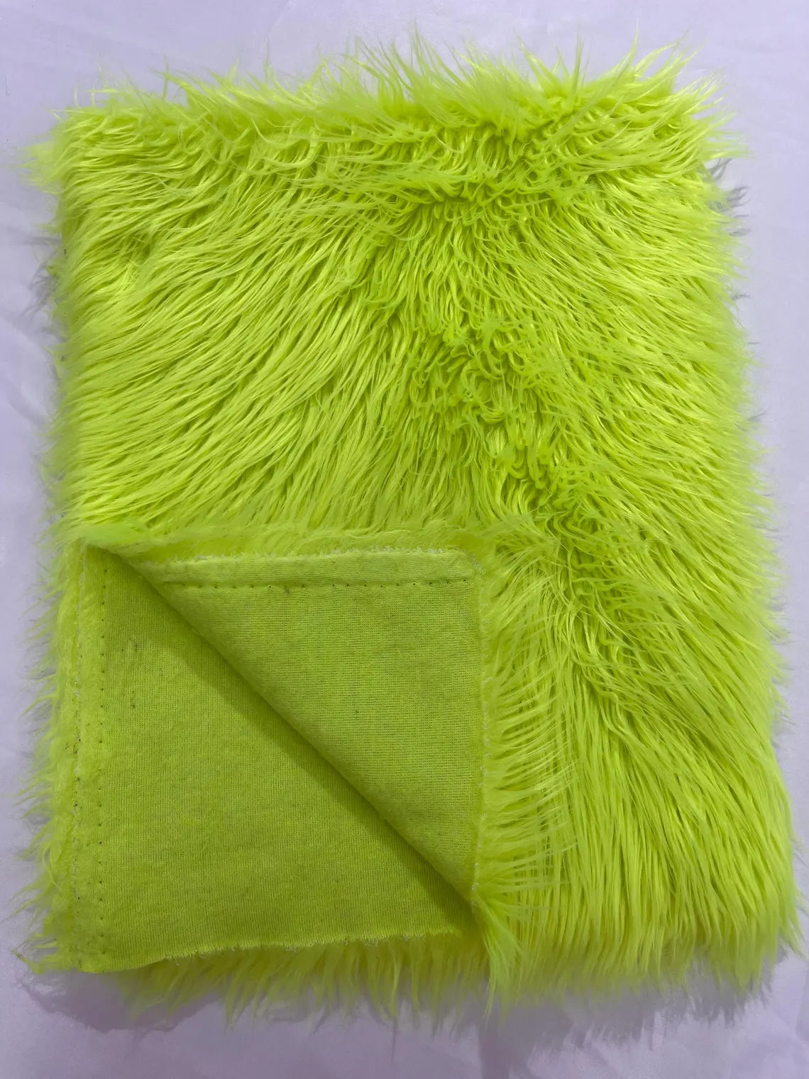 60" Solid Shaggy Faux Fur - Neon Yellow - Long Pile Luxury Shaggy Soft