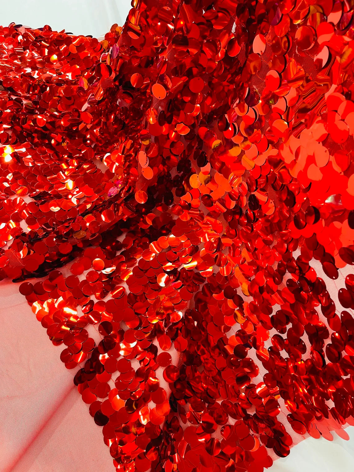 Circle Paillette Sequins - Red - Large Round Paillette Sequins Design