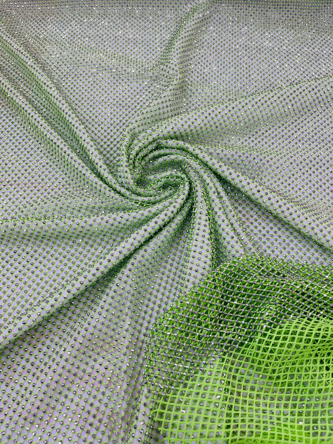Fishnet Rhinestones Fabric - Spandex Fabric Fish Net with Crystal Ston