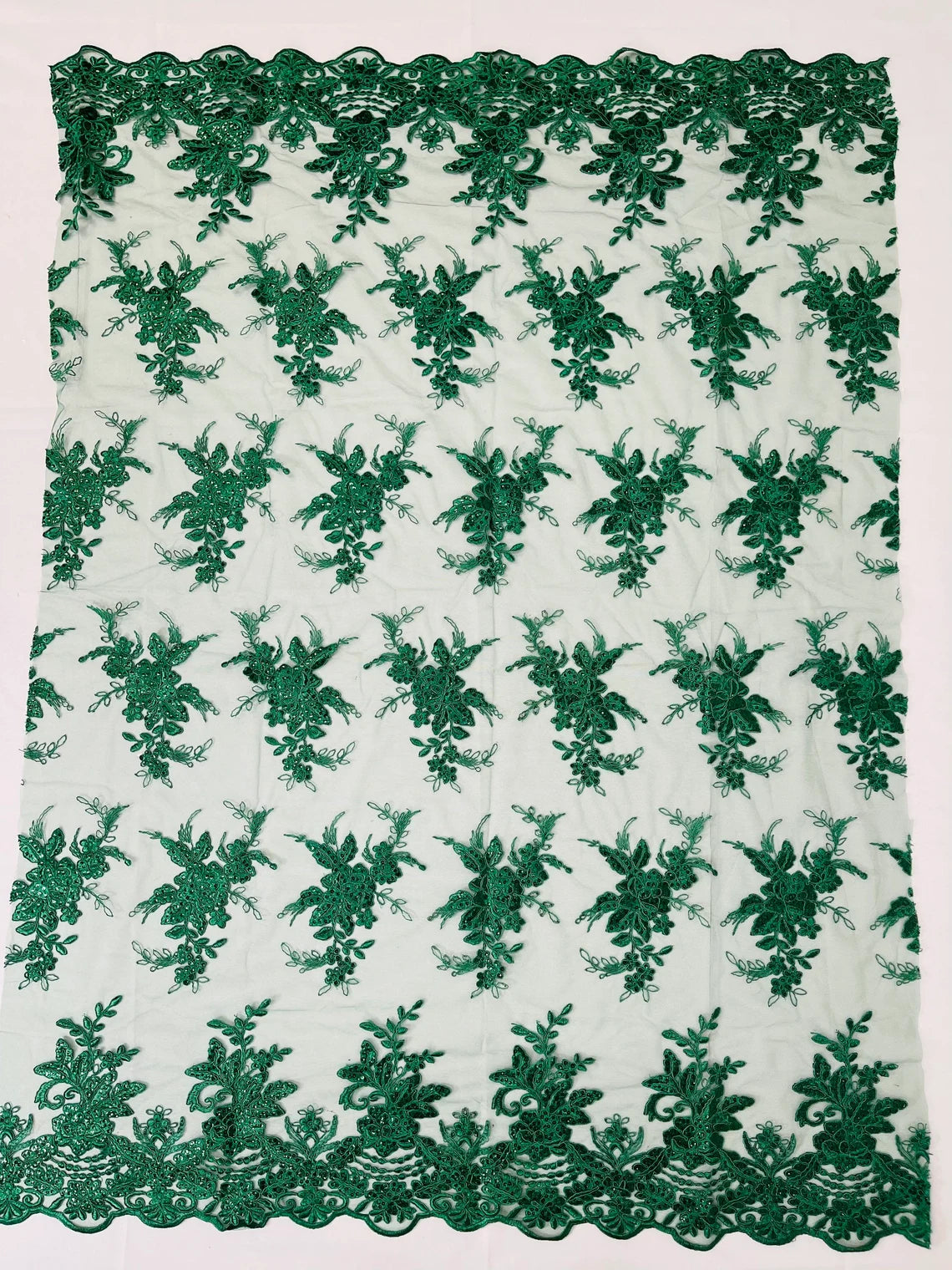 Plant Cluster Sequins Design - Hunter Green - Flower Sequins Embroider