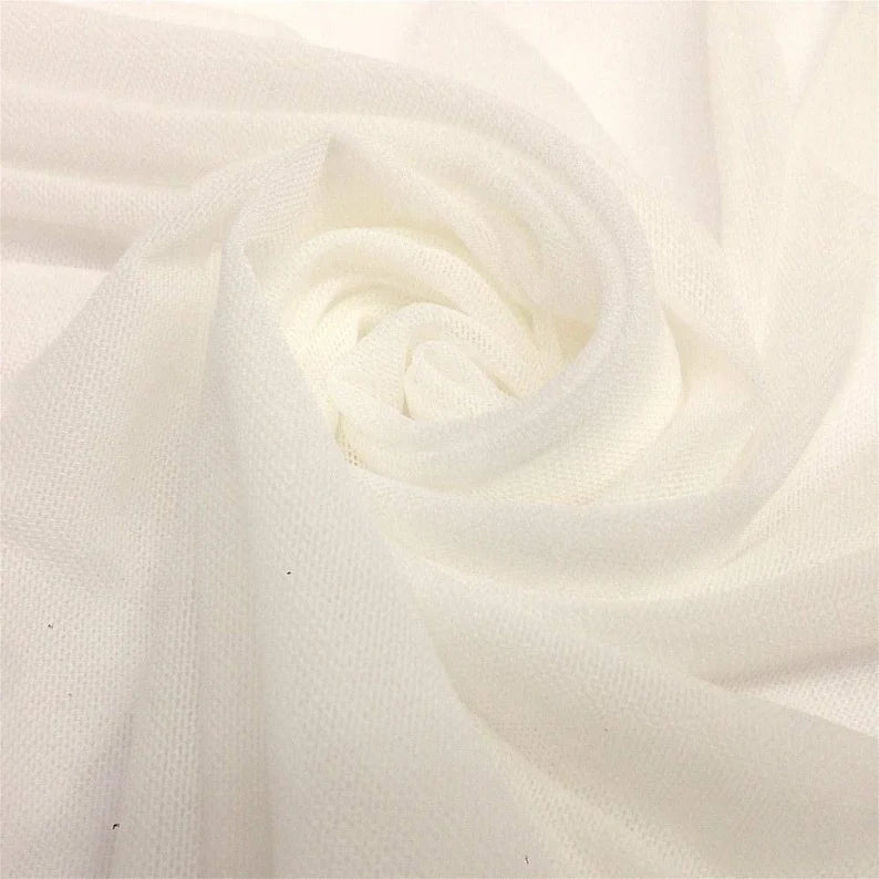 Power Mesh Fabric - Off-White - Nylon Lycra Spandex 4 Way Stretch Fabr