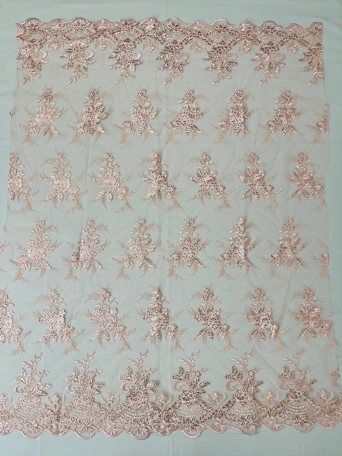 Plant Cluster Sequins Design - Pink - Flower Sequins Embroidered Desig