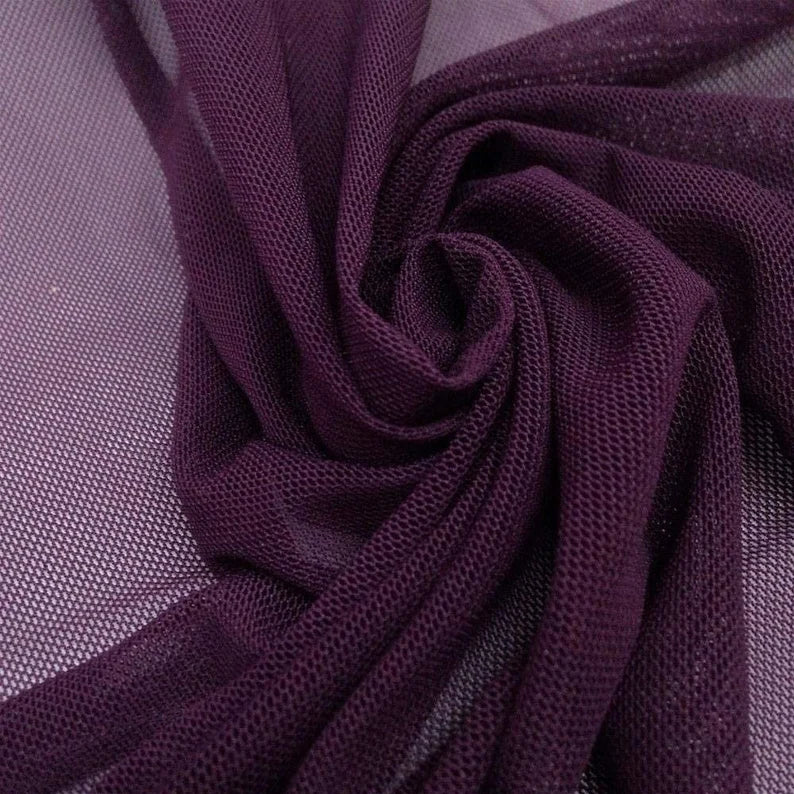 Power Mesh Fabric - Plum - Nylon Lycra Spandex 4 Way Stretch Fabric 58