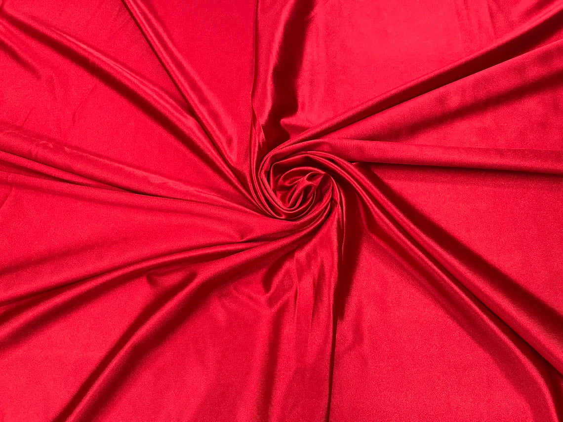 Lycra Spandex Shiny Fabric - Red - 80% Polyester 20% Spandex Sold By T