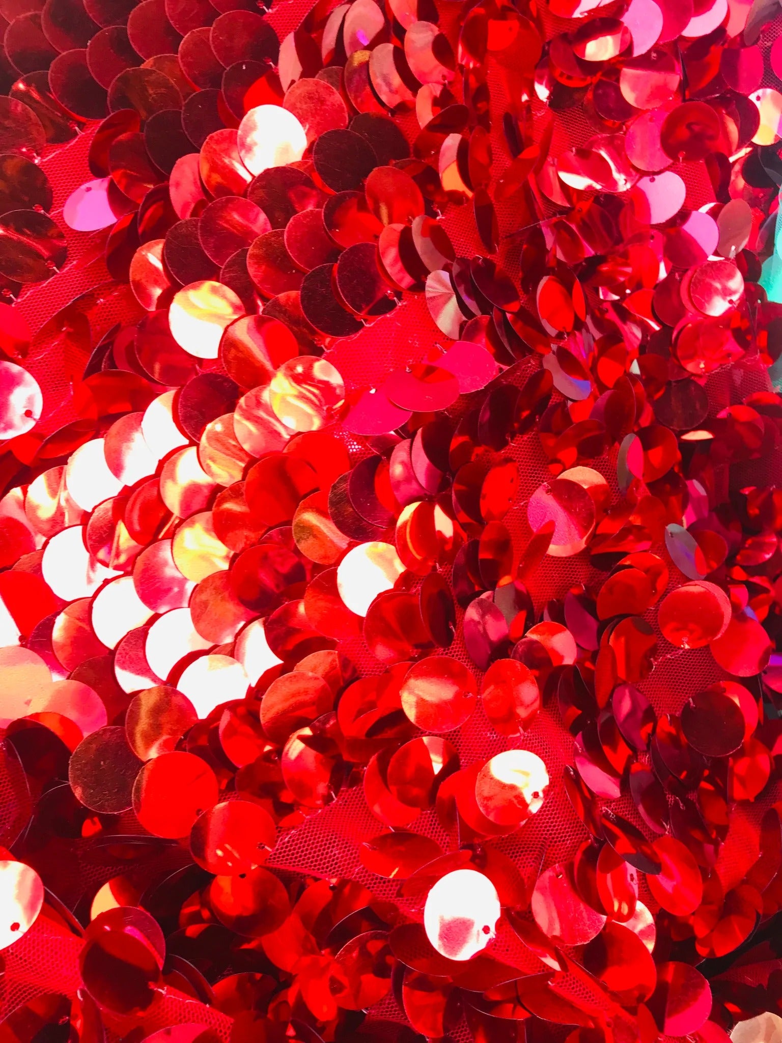 Jumbo Paillette Sequins - Red - Big Circle Hanging Sequins Design Fabr
