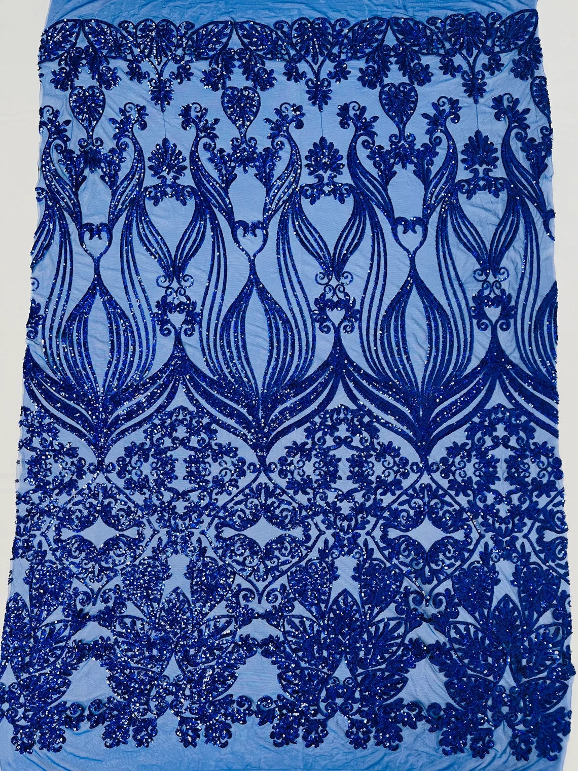 Damask Small Heart Design - Royal Blue - Floral Heart Design Sequins o