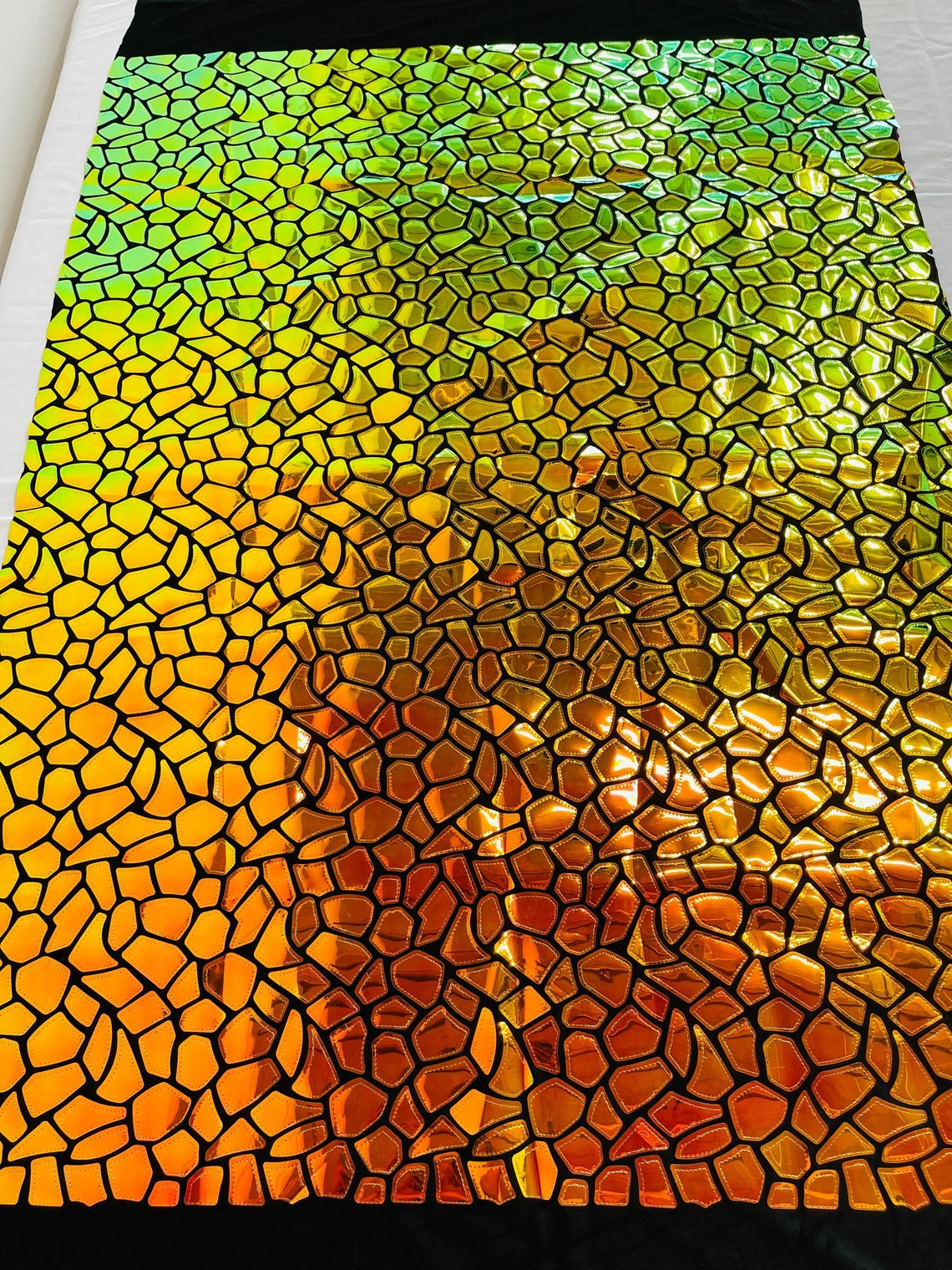 Jumbo Sequins - Iridescent Orange - Geometric Pattern Sequins on 2 Way